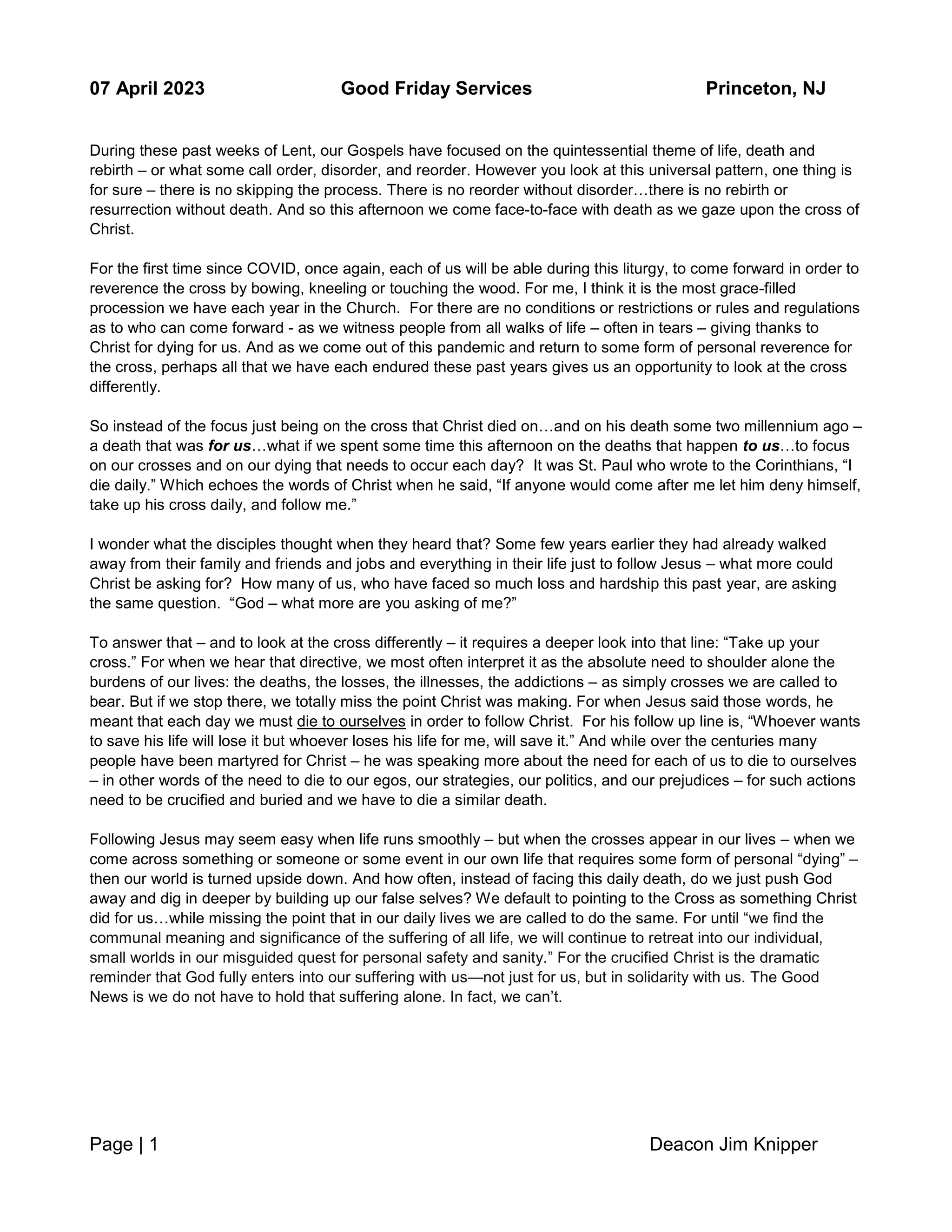 Homily - Good Friday | DOCX