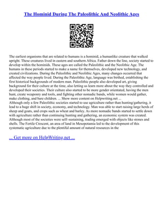 Hominid Evolution Essay | PDF