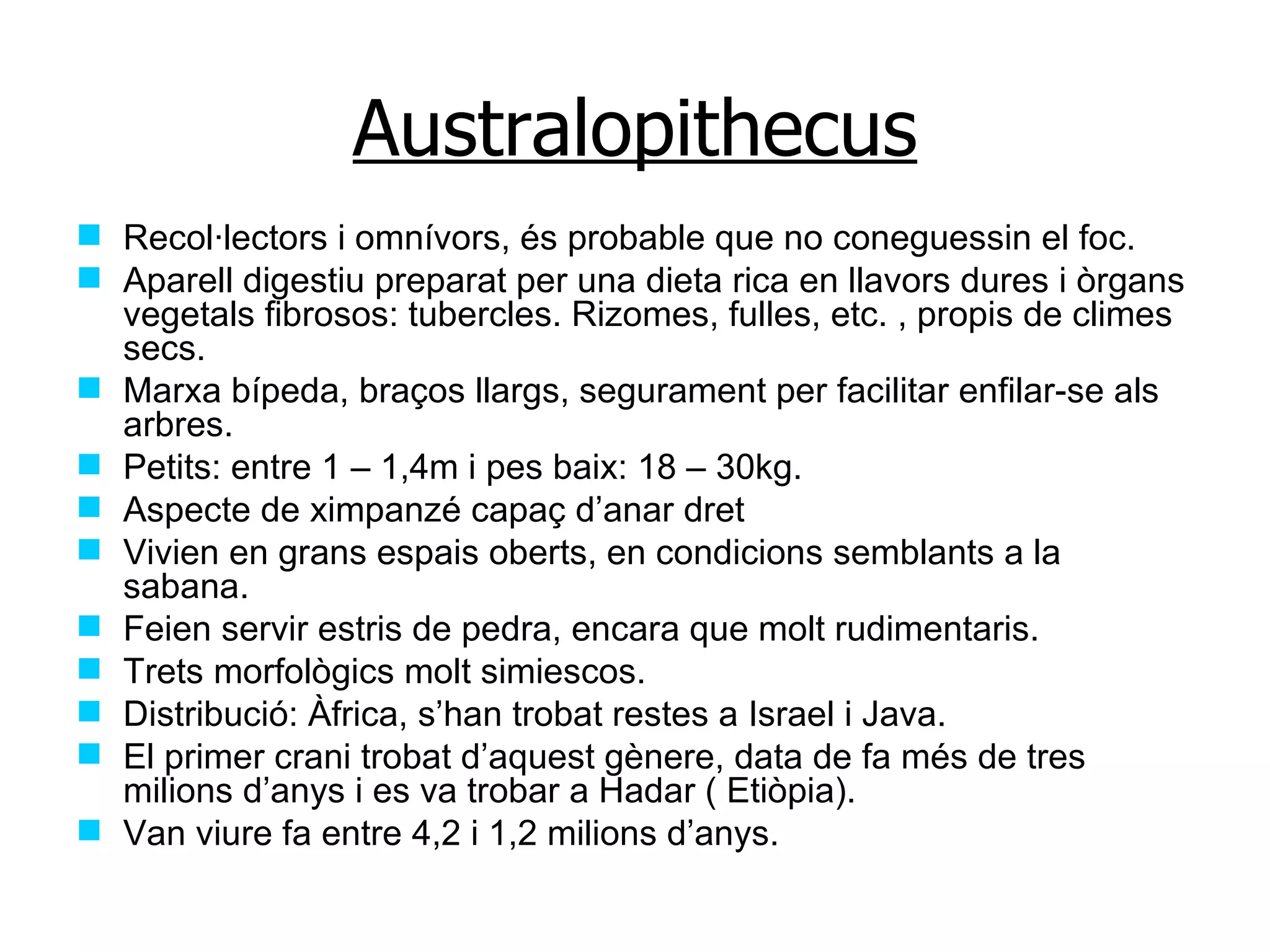Homínids, evolució humana | PPT