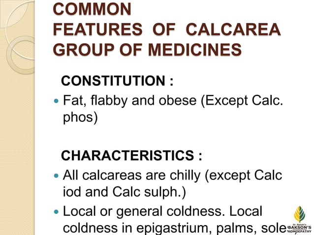 Homoeopathy- Calcarea Medicines | PPTX