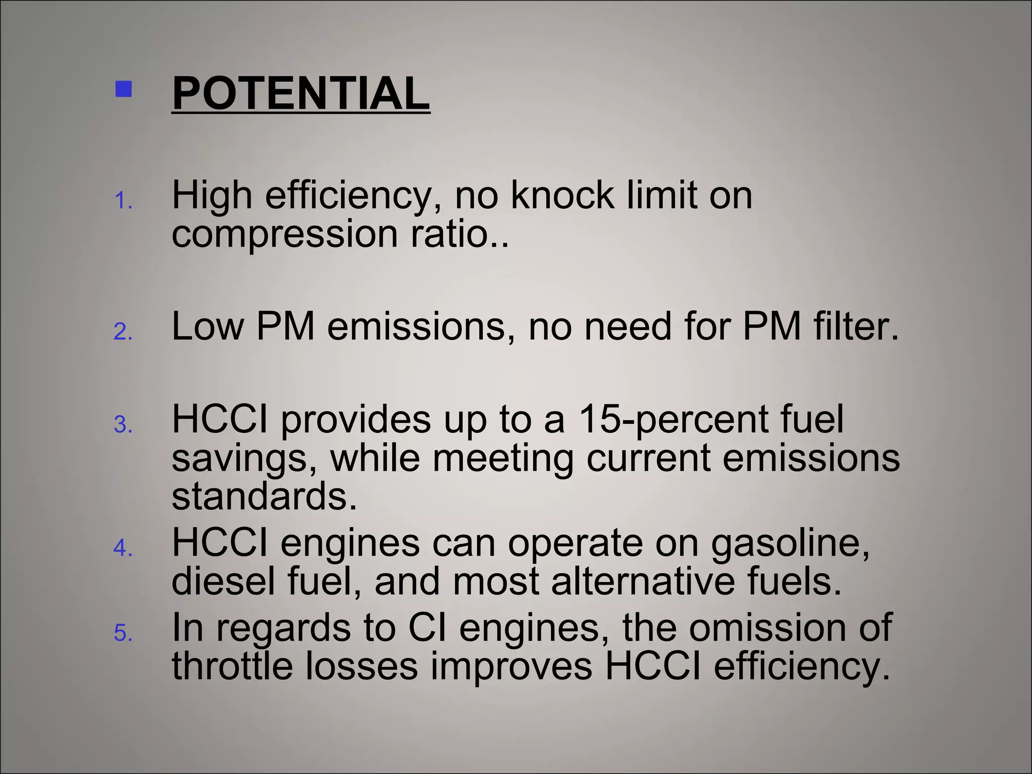 Homogeneous charge compression ignition hcci Engines | PPT