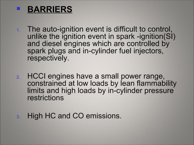 Homogeneous charge compression ignition hcci Engines | PPT | Chemistry ...