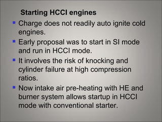Homogeneous charge compression ignition hcci Engines | PPT