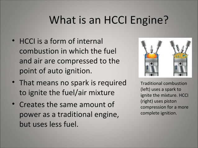 Homogeneous charge compression ignition hcci Engines | PPT | Chemistry ...