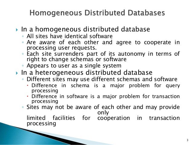 Homogeneous Ddbms