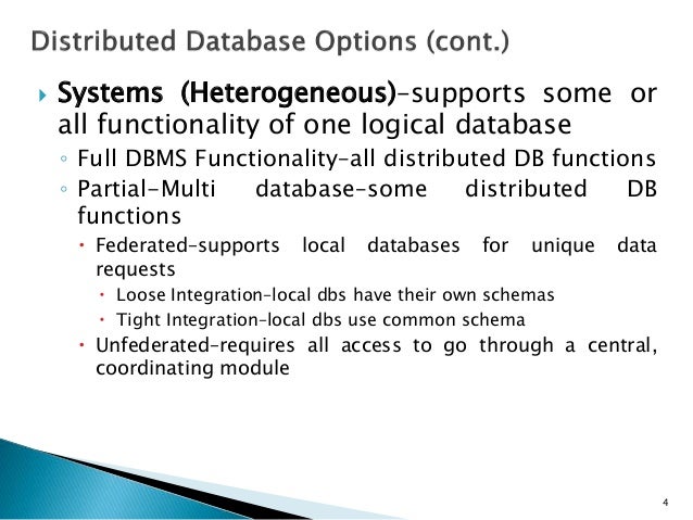 Homogeneous Ddbms
