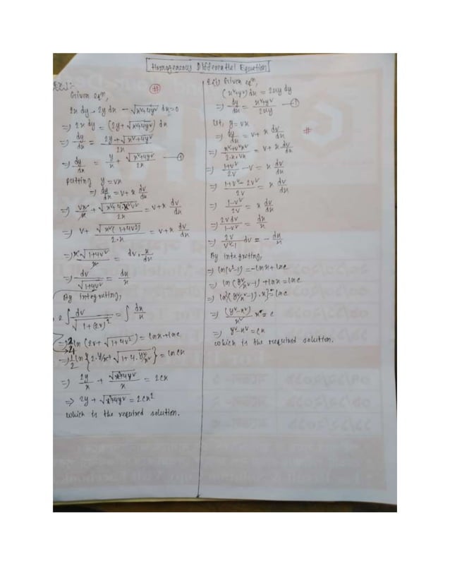 Homogeneous diferential equation | DOCX