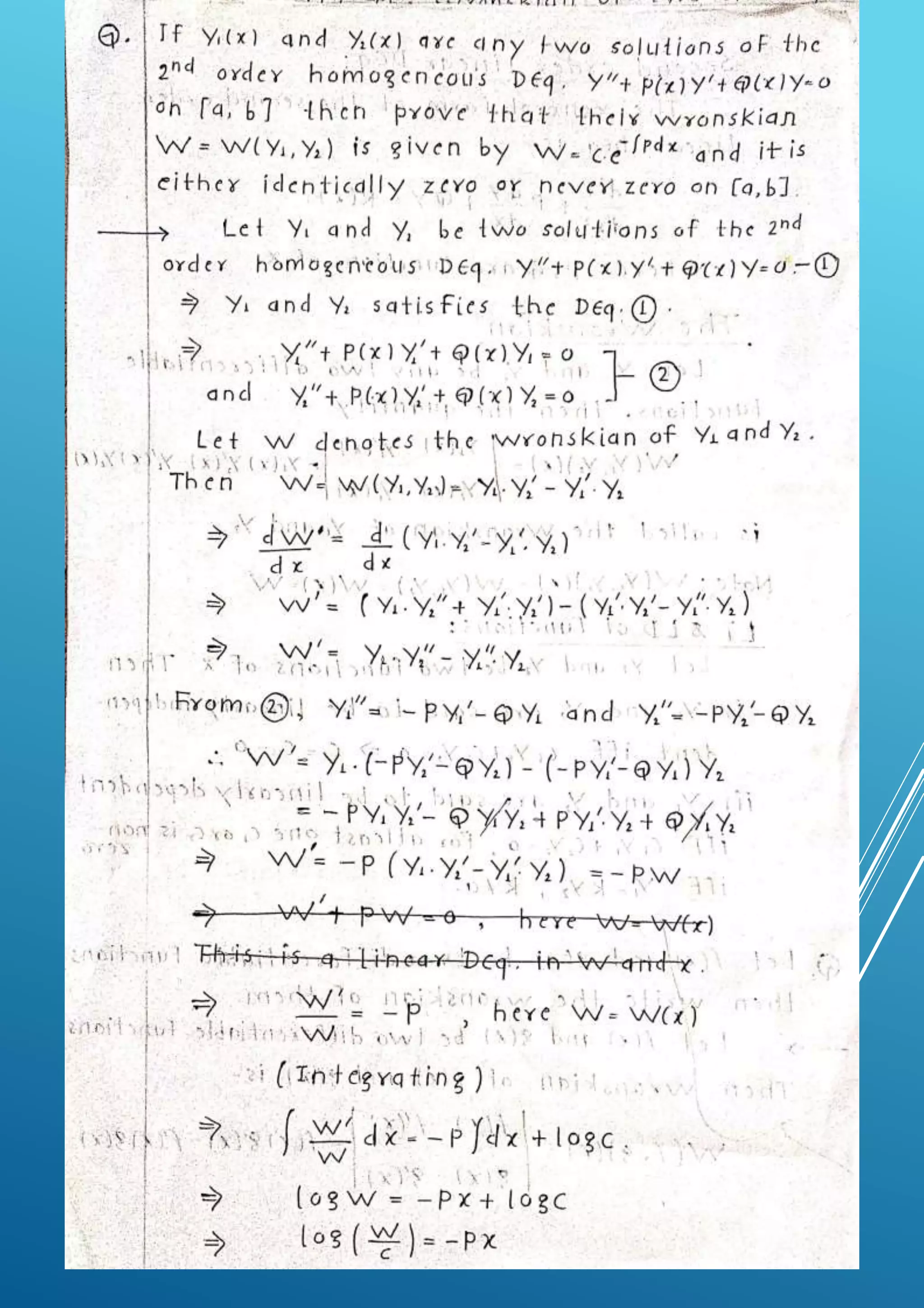 Homogeneous differential equations and wronskian theory.pptx