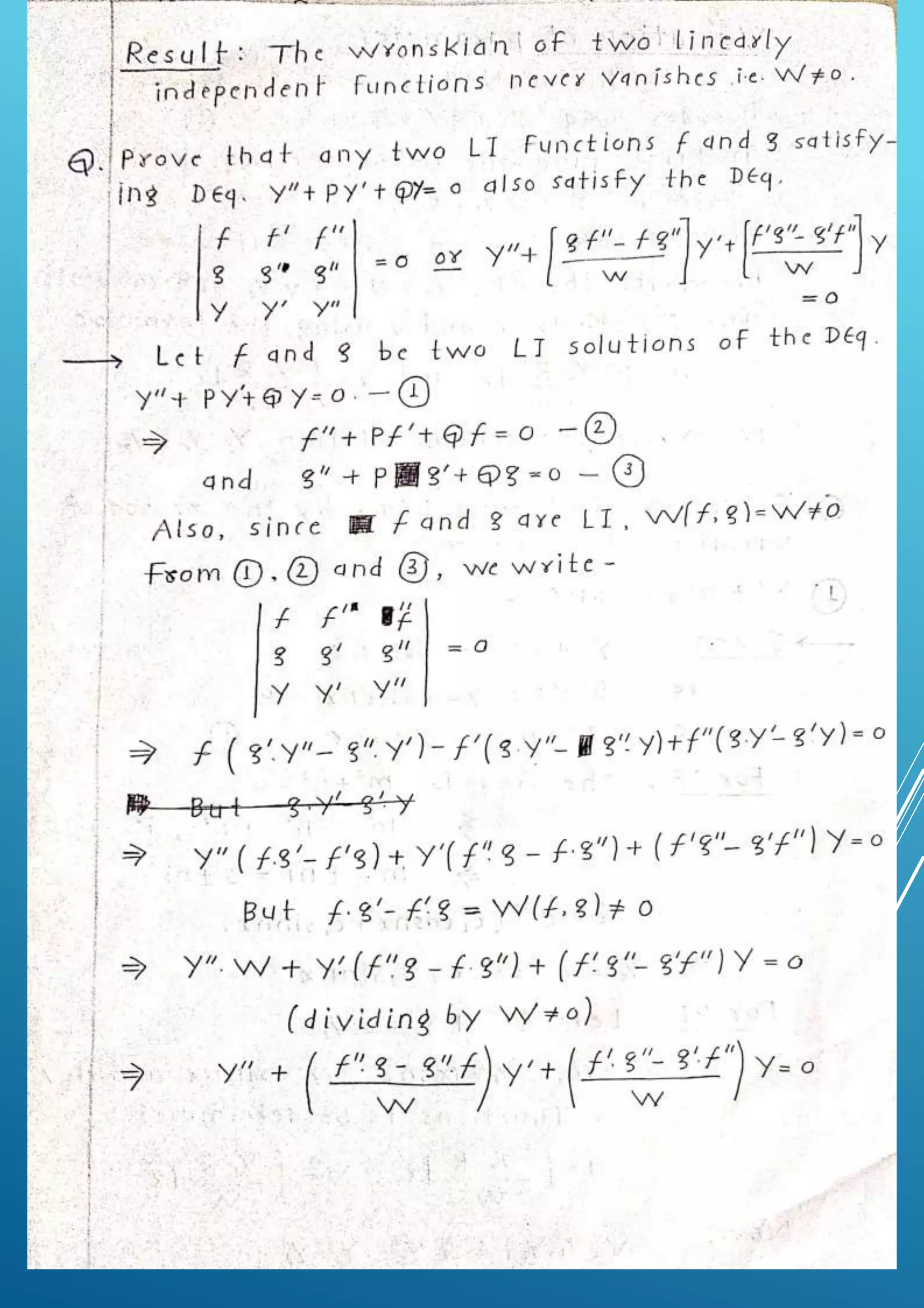 Homogeneous differential equations and wronskian theory.pptx