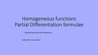 Homogeneous functions and partial derivatives | PPTX