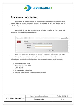Documento de Homologacion Avanzada 7 (Thomson TG784n v3) | PDF