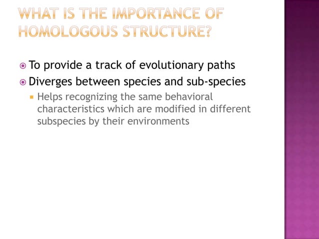 Homologous Structure (Evolution) | PPTX | Genetics | Science