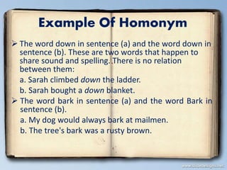 Homonym & polysemy | PPTX