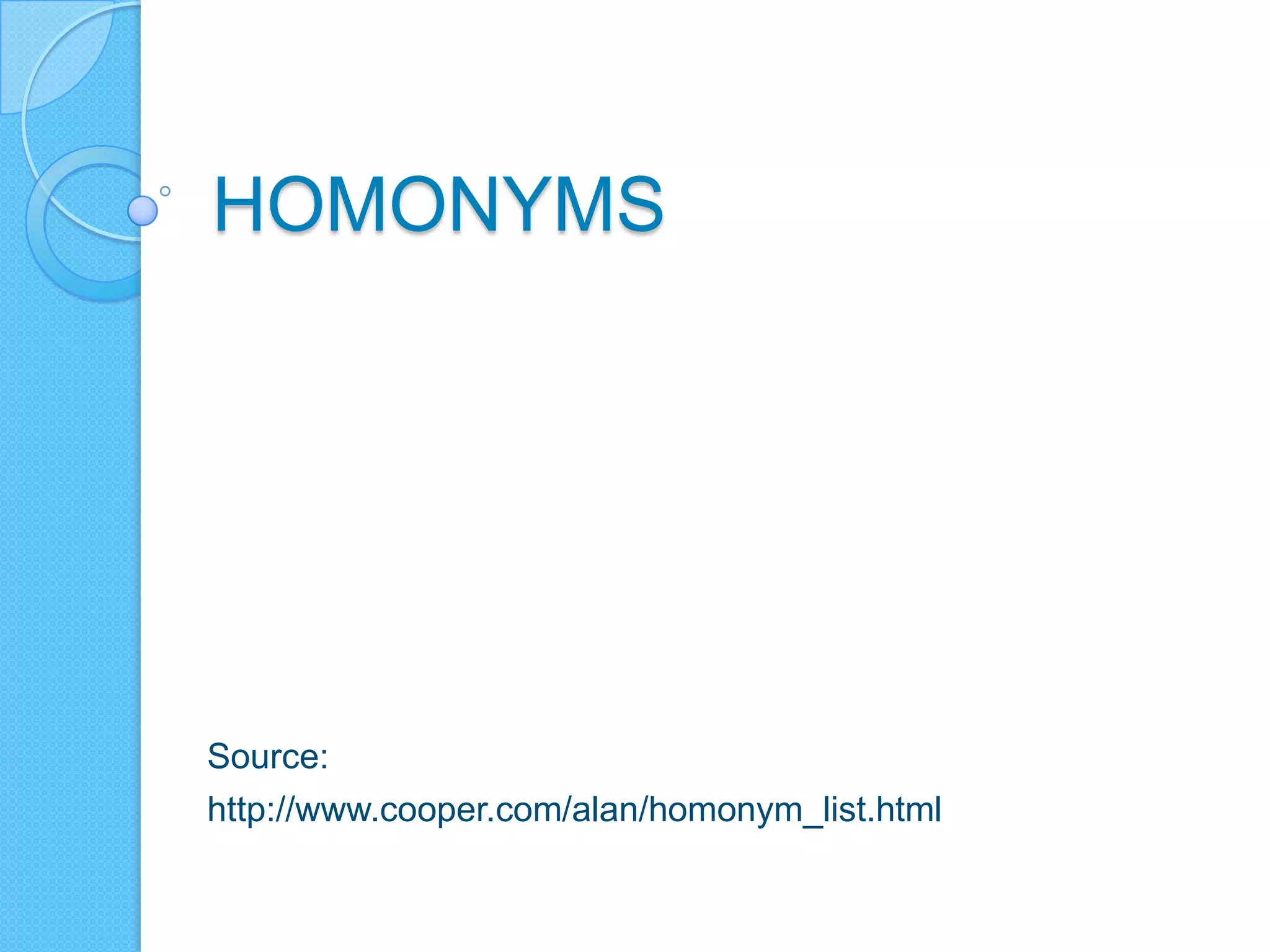 Homonyms | PPT