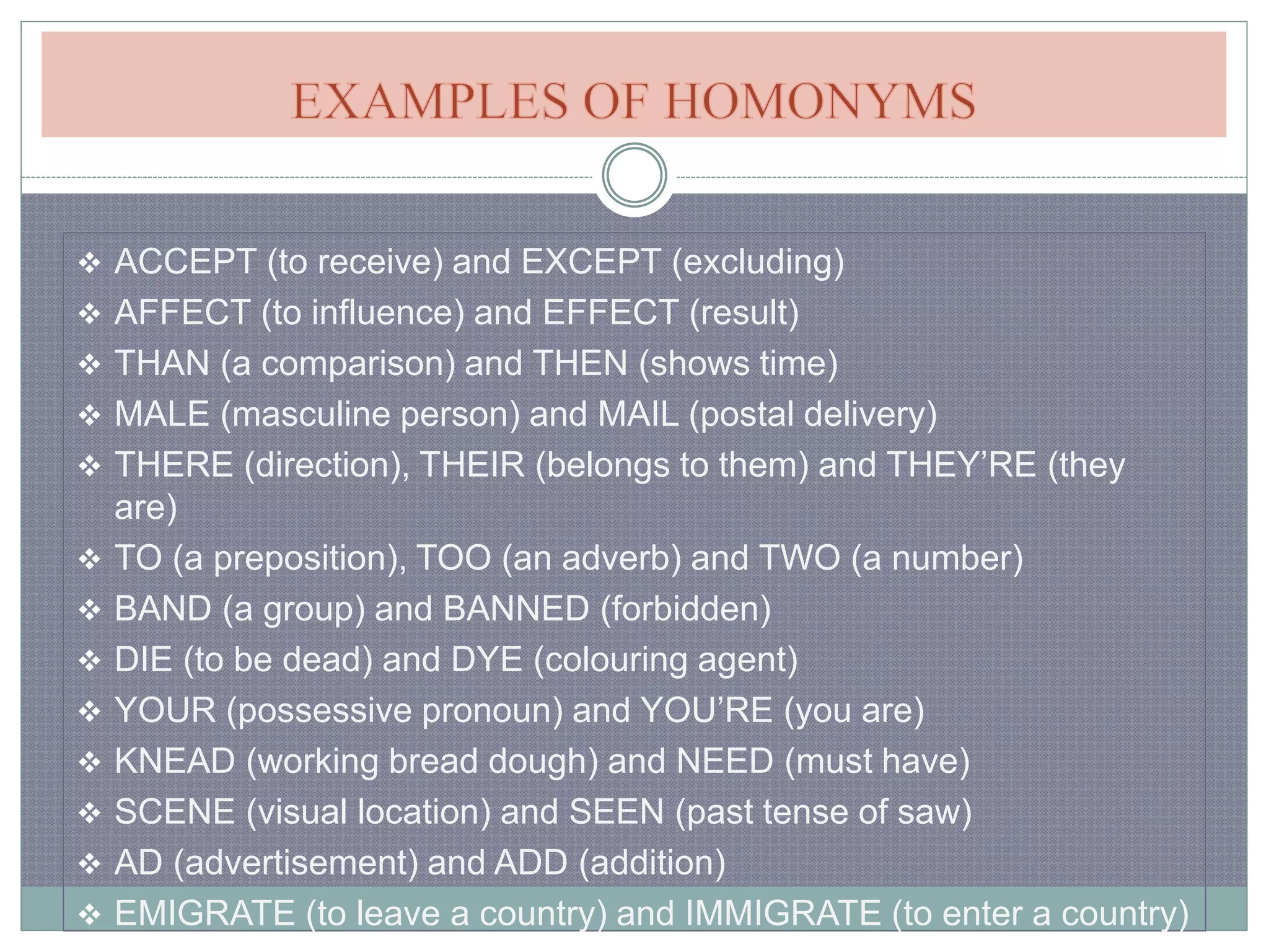 Homonyms | PPTX