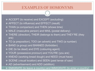 Homonyms | PPTX