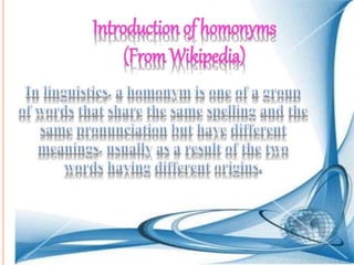 Homonyms. | PPT