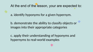 HYPONYMS POWERPOINT PRESENTATION FOR DEMO | PPTX