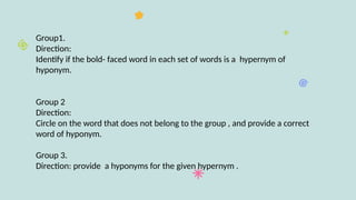HYPONYMS POWERPOINT PRESENTATION FOR DEMO | PPTX