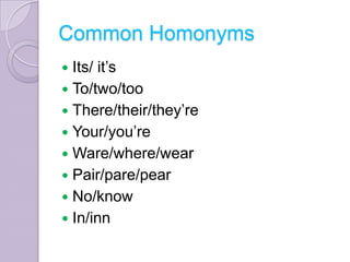 Homonyms | PPTX