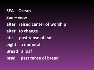 Homonyms and homophones | PPT