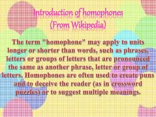 Homonyms and homophones | PPTX