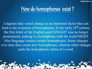 Homonyms and homophones | PPTX
