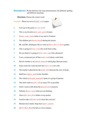 Homonyms, Homographs, Homophones | PDF