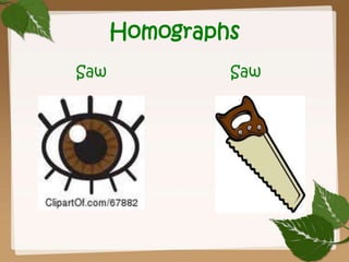 Homonyms, homophones, homographs dian kurnia sari | PPTX
