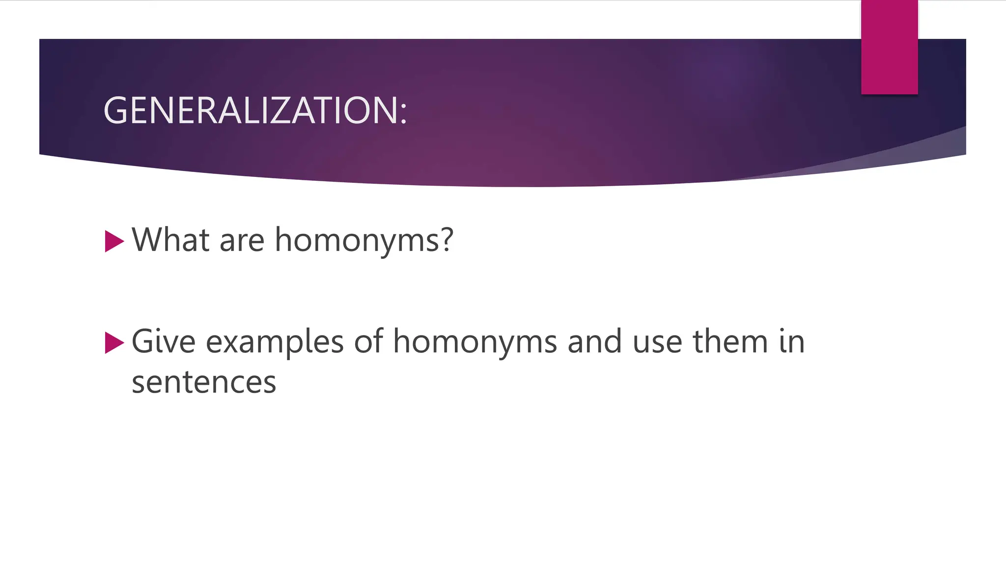 HOMONYMS powerpoint presentation for grade one | PPTX