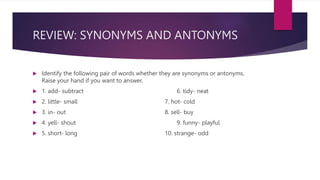 HOMONYMS powerpoint presentation for grade one | PPT