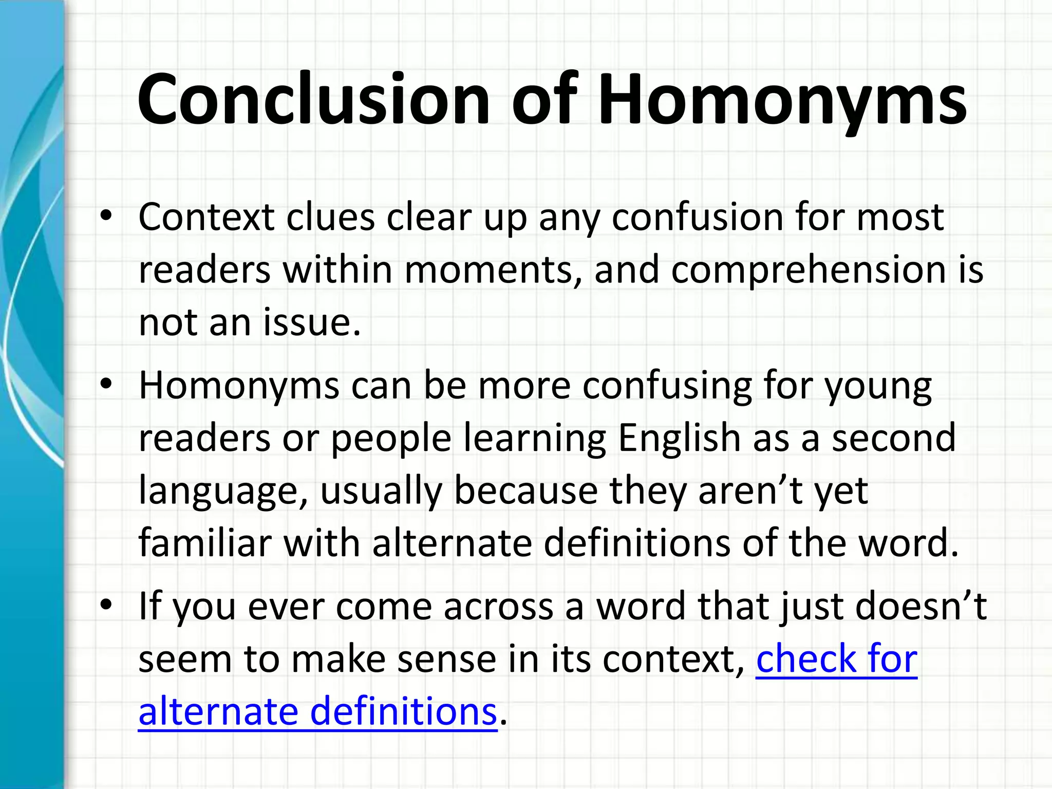 Homonyms presentation | PPTX