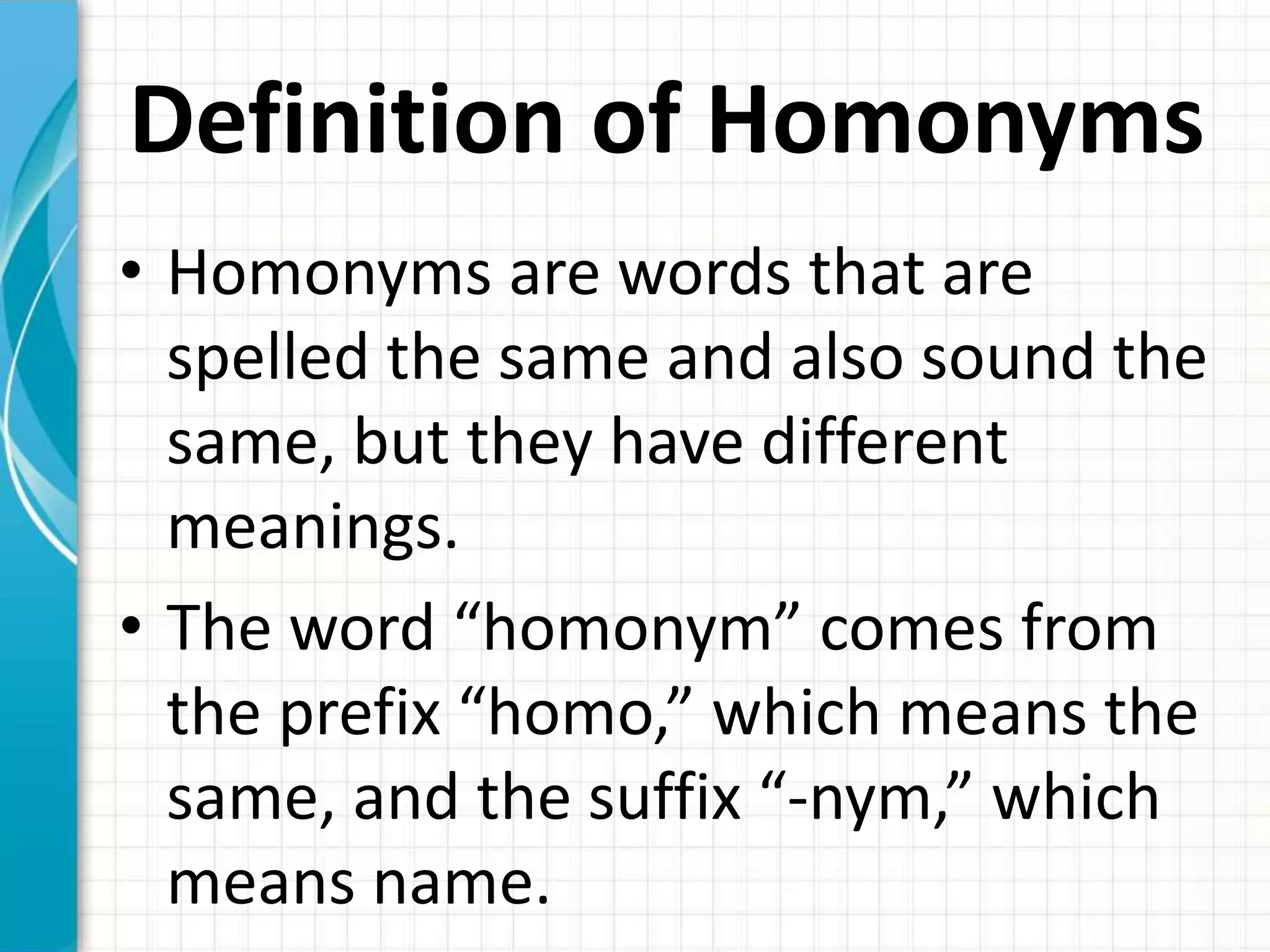 Homonyms presentation | PPTX