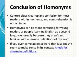 Homonyms presentation | PPTX