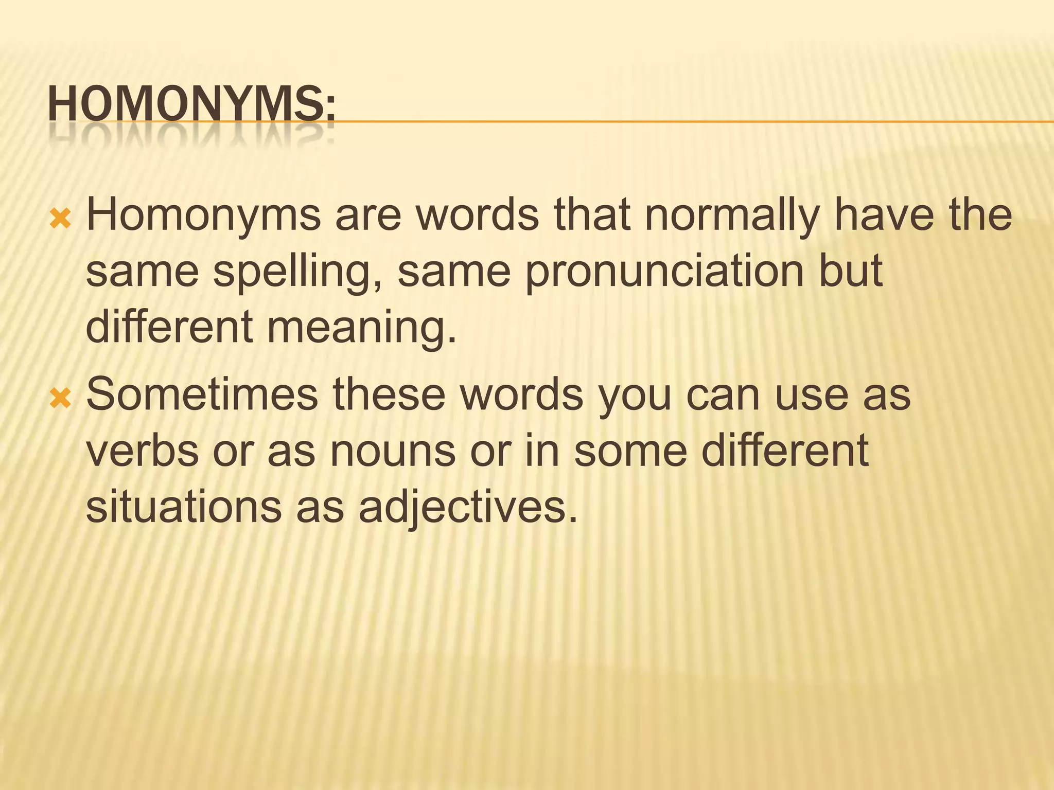 Homonyms vs | PPT