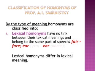 Homonymy | PPT