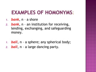 Homonymy | PPT
