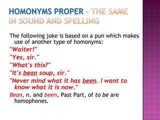 Homonymy | PPT
