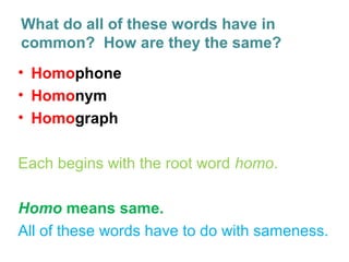 Homonyns, homophones, homographs | PPT