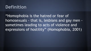 Homophobia by Kiesha Bingham and Breanna Lapierre | PDF | Debated ...