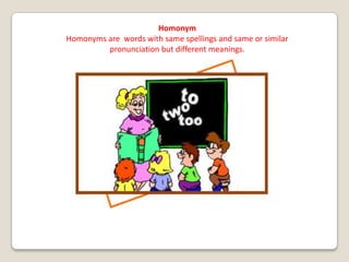 Homophone, homograph and homonym | PPTX