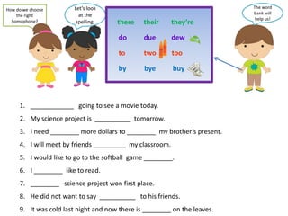 Homophones - Words that sound the same but have different meanings | PPT