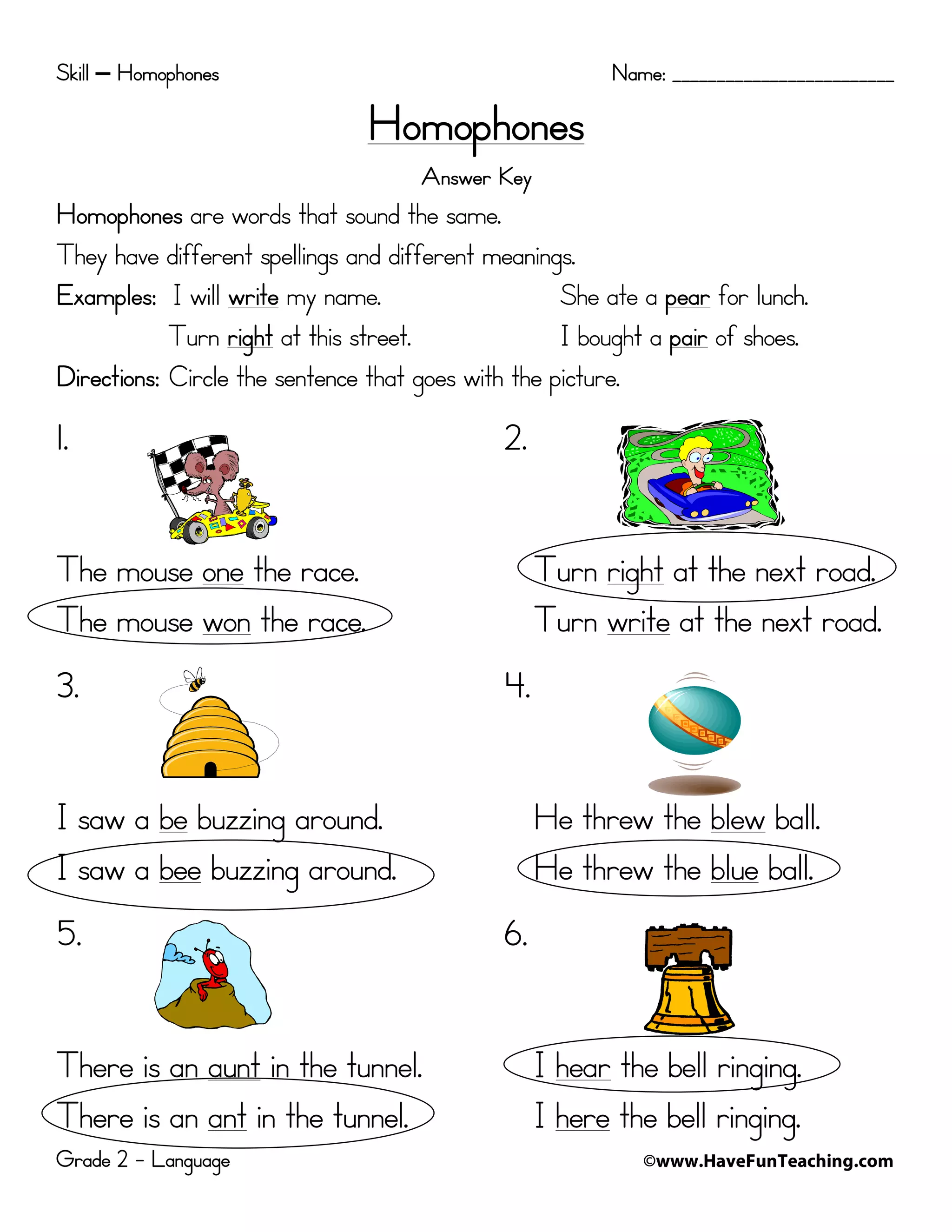 Homophones worksheet | PDF