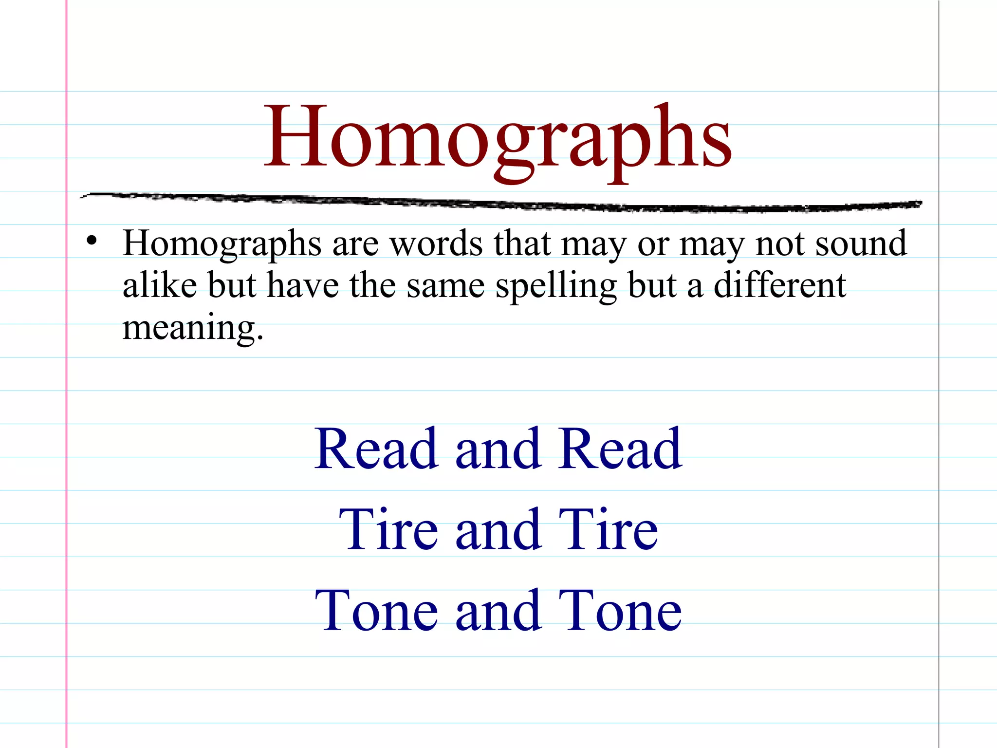 Homophones and Homographs | PPT