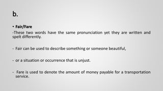 Homophones and homonyms | PPTX