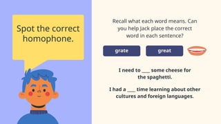 Homophones and Sound Alike Words Education Presentation in Purple ...