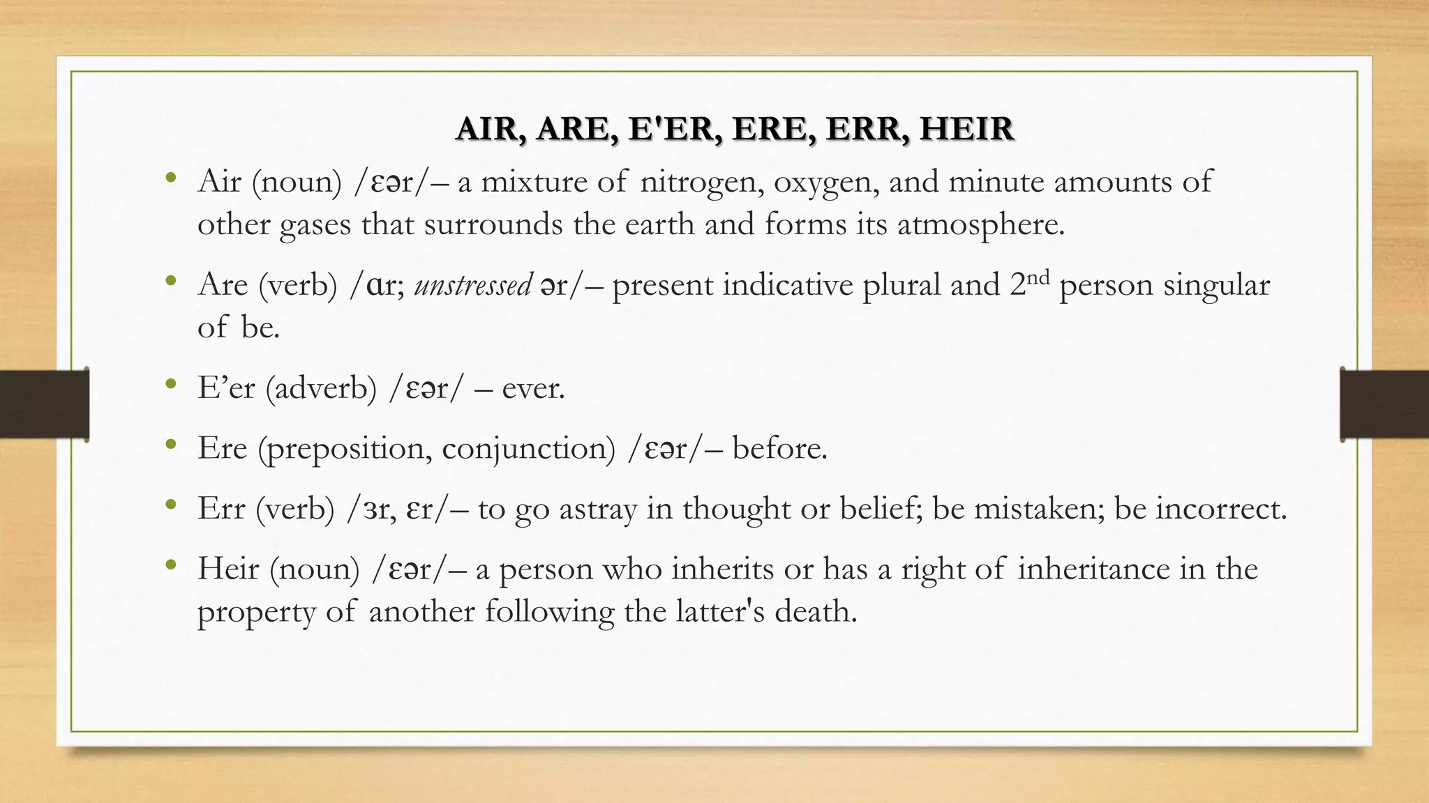 Homophones | PDF