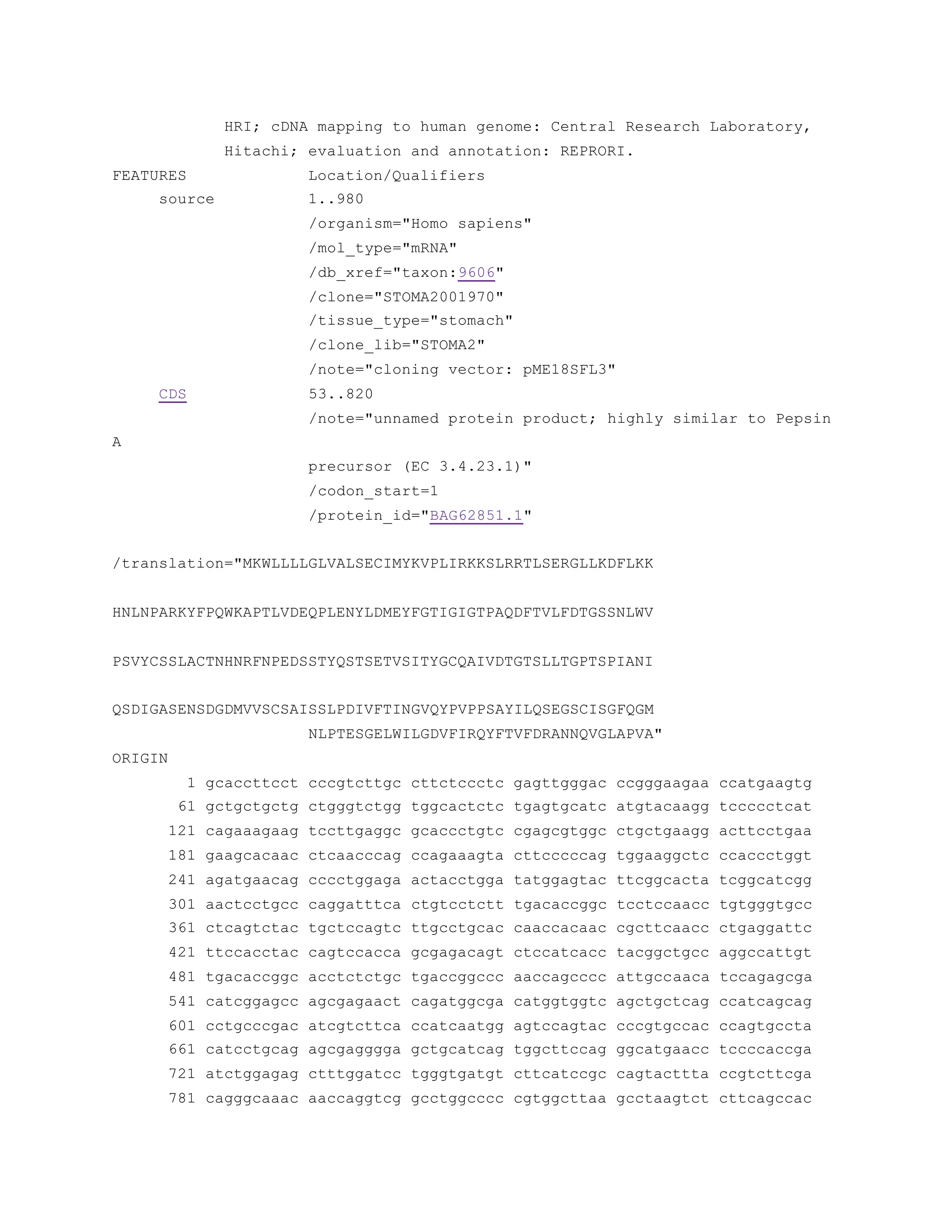 Homo sapiens (human pepsin) NCBI GENBANK | DOCX