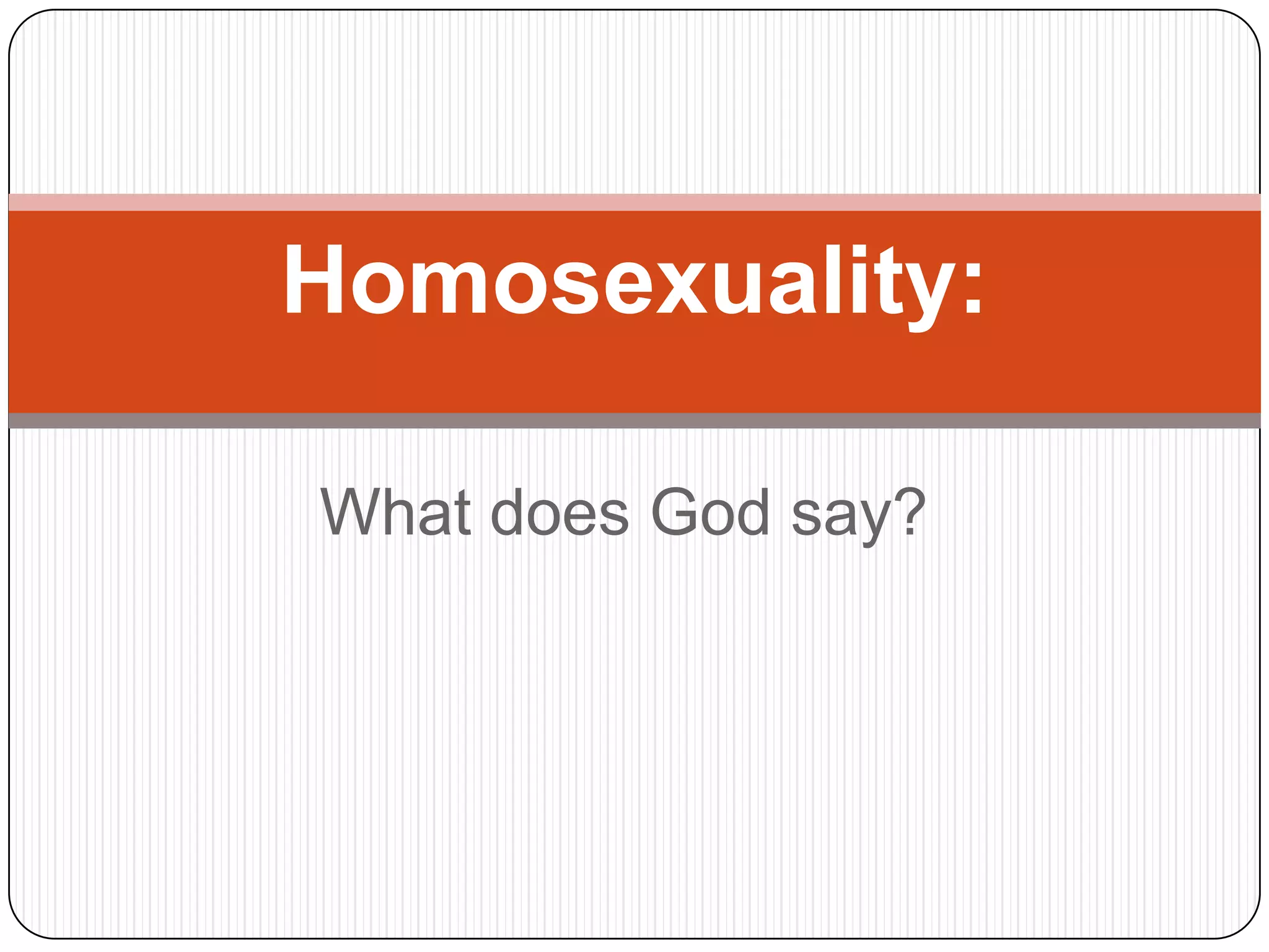 Addressing Homosexuality To Youth Ppt