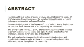 HOMOSEXUALITY: NEITHER UNNATURAL NOR CRIMINAL; AN ANALYTICAL RESEARCH ...